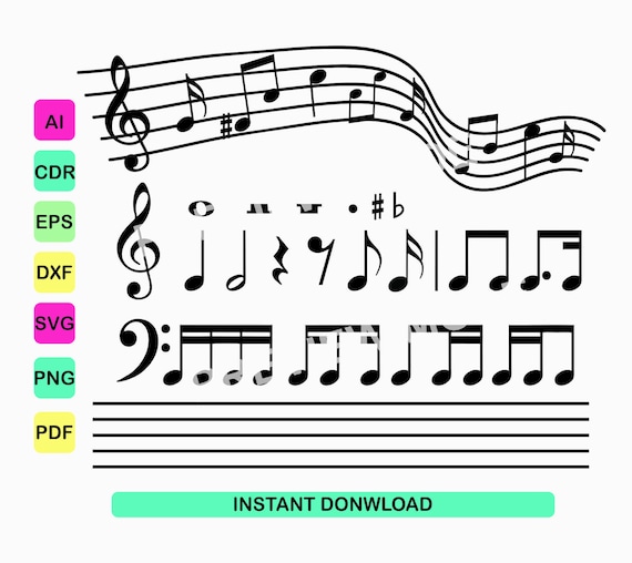 Music Notes SVG Music Svg PNG PDF Vector Clipart Vinyl - Etsy UK