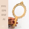 Hand Held Mirror SVG Laser Cut Files: Monogram Clipart (digital ...