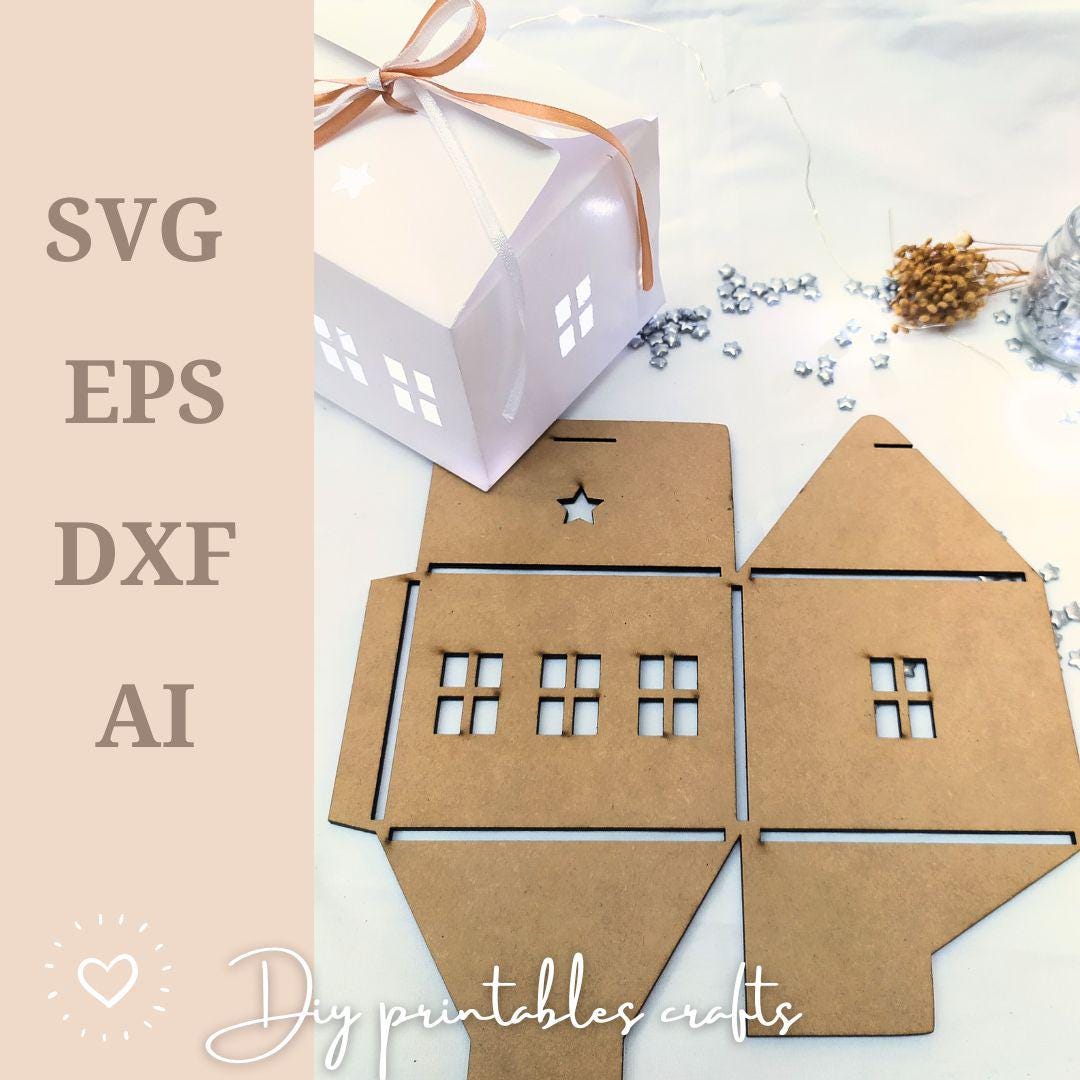 Laser Cut Box Template SVG, House Box, Svg, Gift Box SVG, Favor Box SVG ...