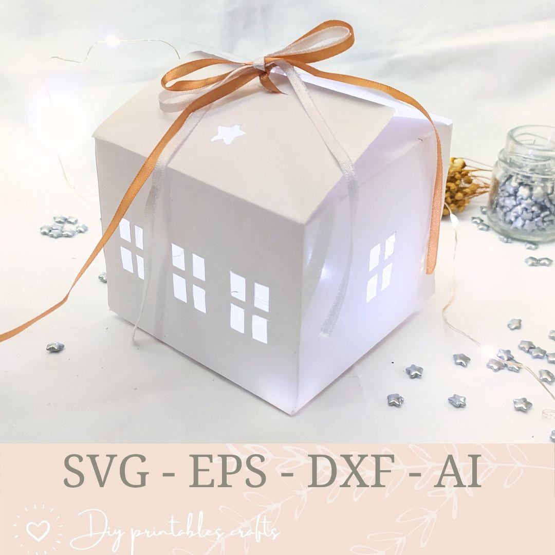 Box Template SVG, House Box, Template House, Box Template Gift Box ...