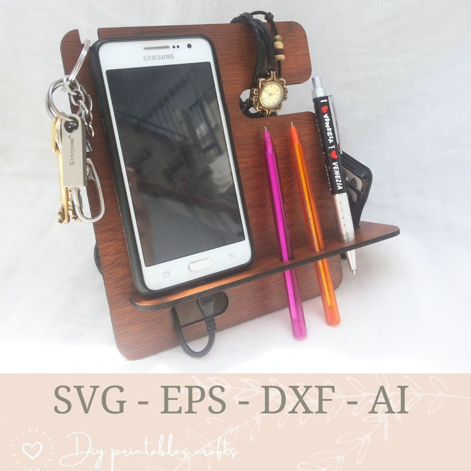 Laser Cut Phone Docking Station Template, SVG DXF Vector File Pattern ...