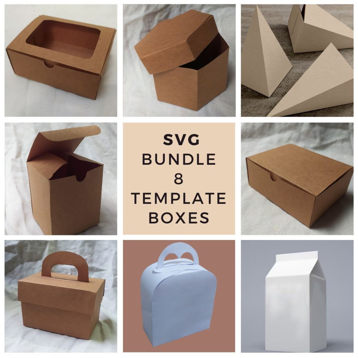 SVG BUNDLE 8 Box Template SVG, Suitcase Box, Template Bag, Template ...