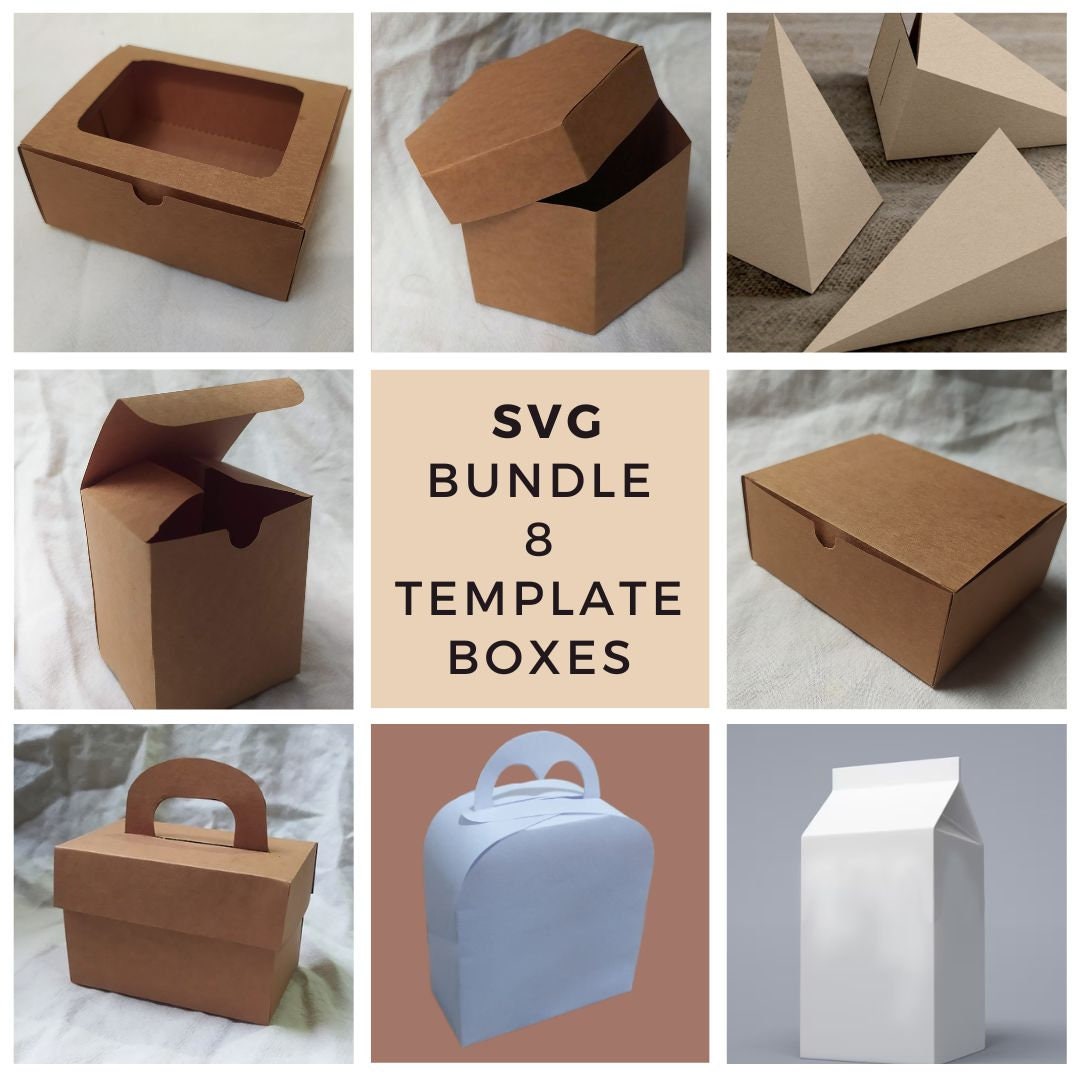 SVG BUNDLE 8 Box Template SVG, Suitcase Box, Template Bag, Template ...