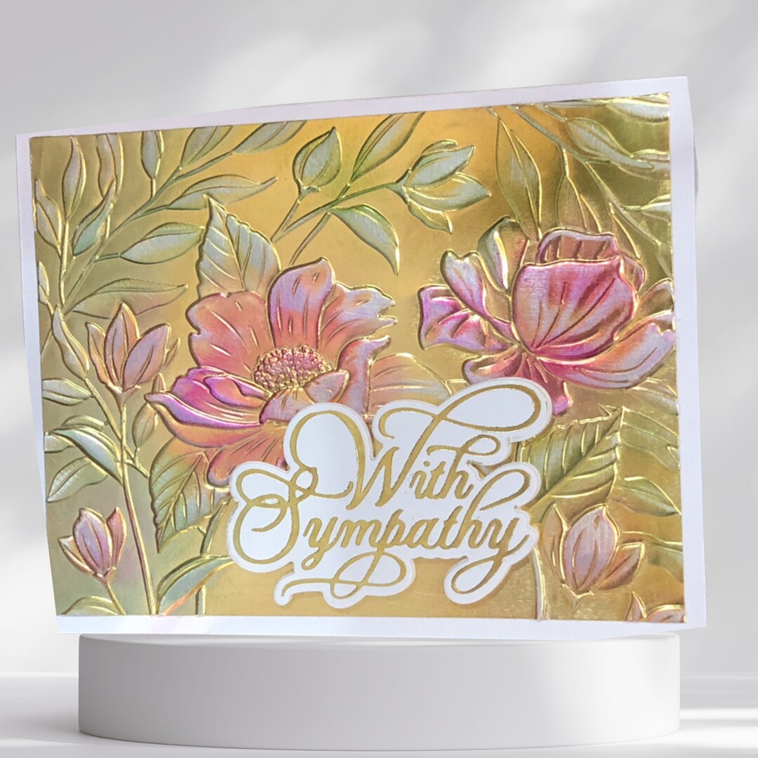 Condolence Sympathy Card, Gold and Pink Metallic Greeting Card - Etsy
