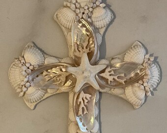 Seashell Cross, Hanging Wall Cross - Etsy