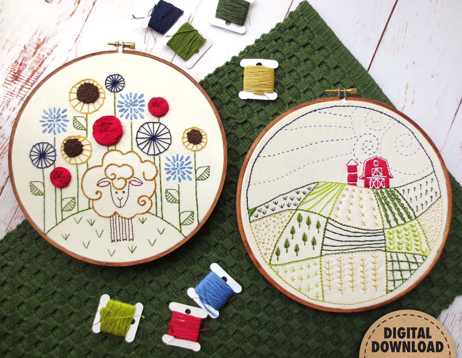 Farmland Embroidery Pattern Farm Art Barn Embroidery - Etsy