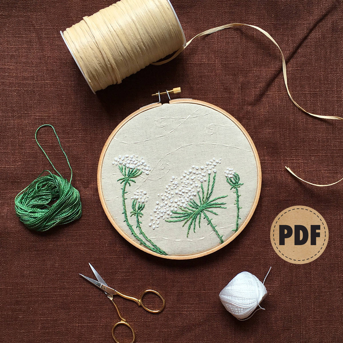 Queen Annes Lace PDF Embroidery Pattern DIY Crafts - Etsy Denmark