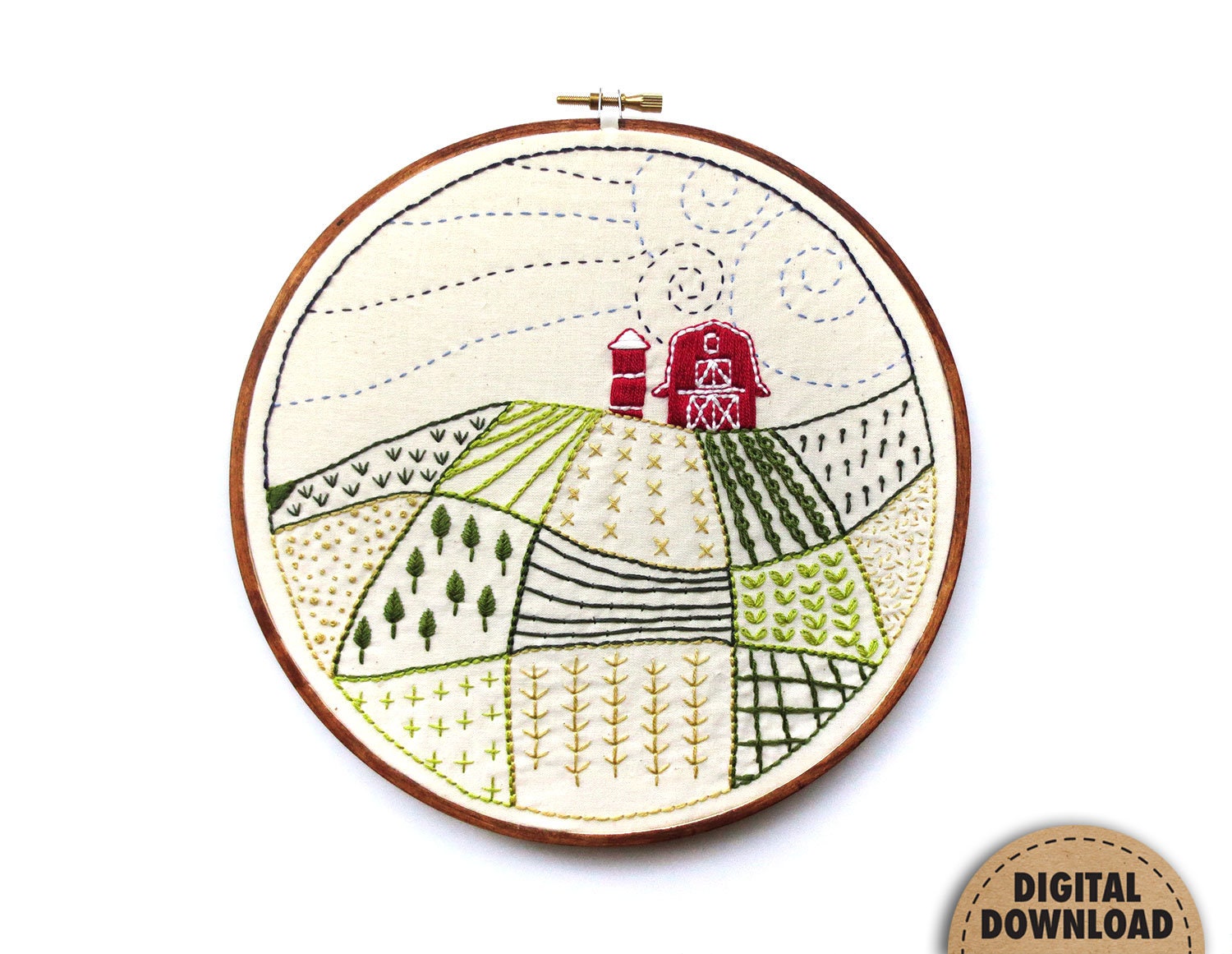 Farmland Embroidery Pattern Farm Art Barn Embroidery - Etsy