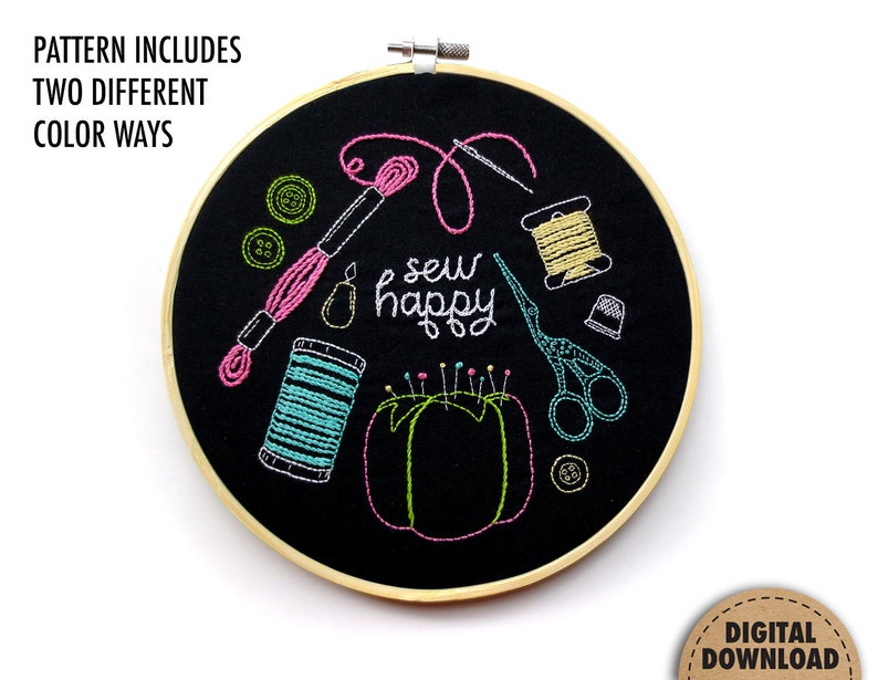 Sew Happy Embroidery Pattern Sewing Notions Digital - Etsy