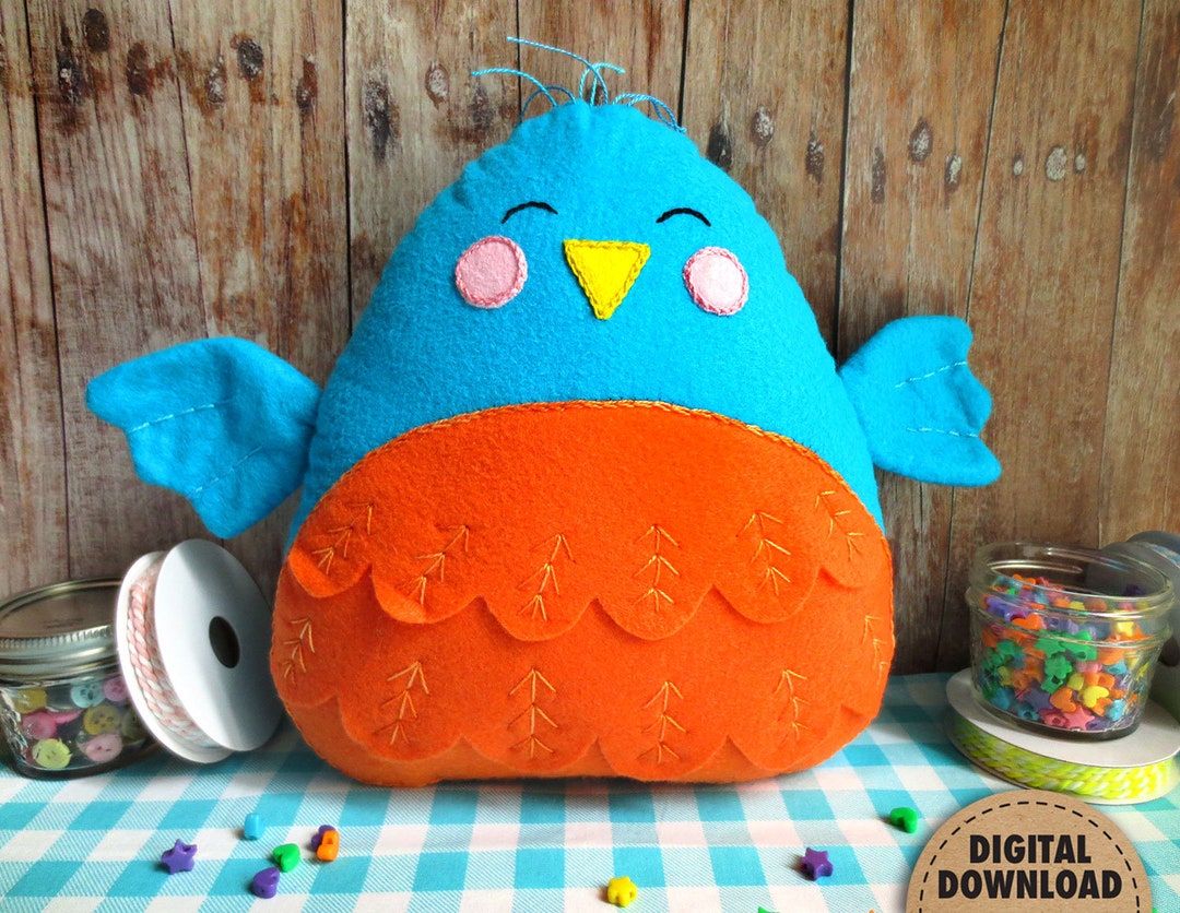 Bird Pillow Pattern, Stuffed Bird Pattern, Felt Bird, Stuffed Animal ...