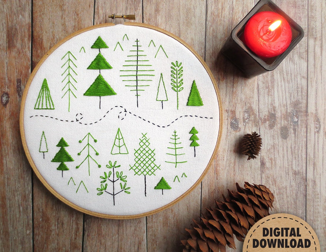 Forest Beginner Embroidery Pattern Scandinavian Modern Folk - Etsy
