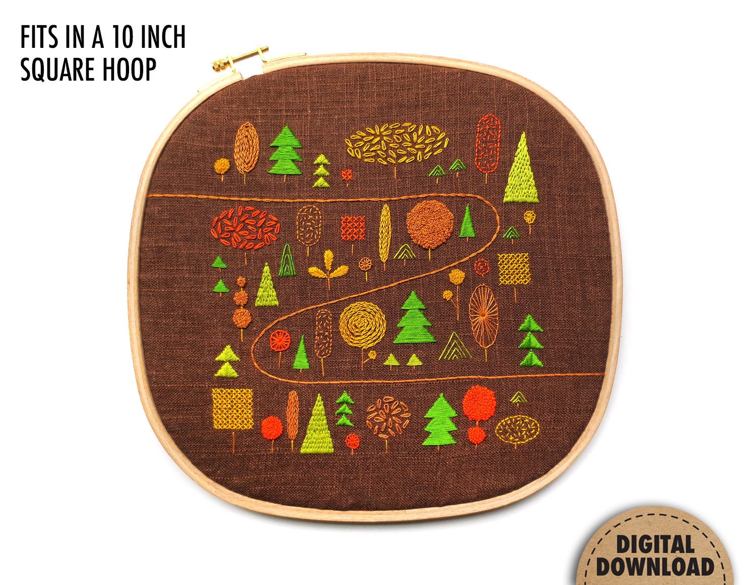 Fall Trees Embroidery Pattern Woodland Embroidery Design - Etsy