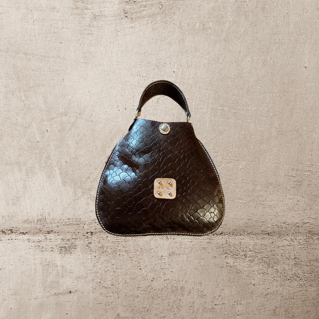 The LISA Bag Dark Brown Leather Purse Medium Size Geometric - Etsy