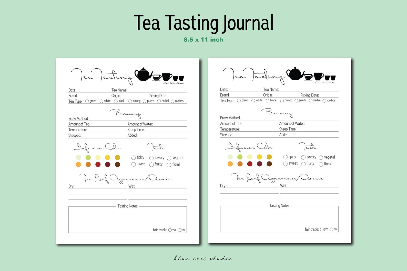 Tea Tasting Journal, Tea, Tea Tracker, Tea Journal, Digital File, Tea ...
