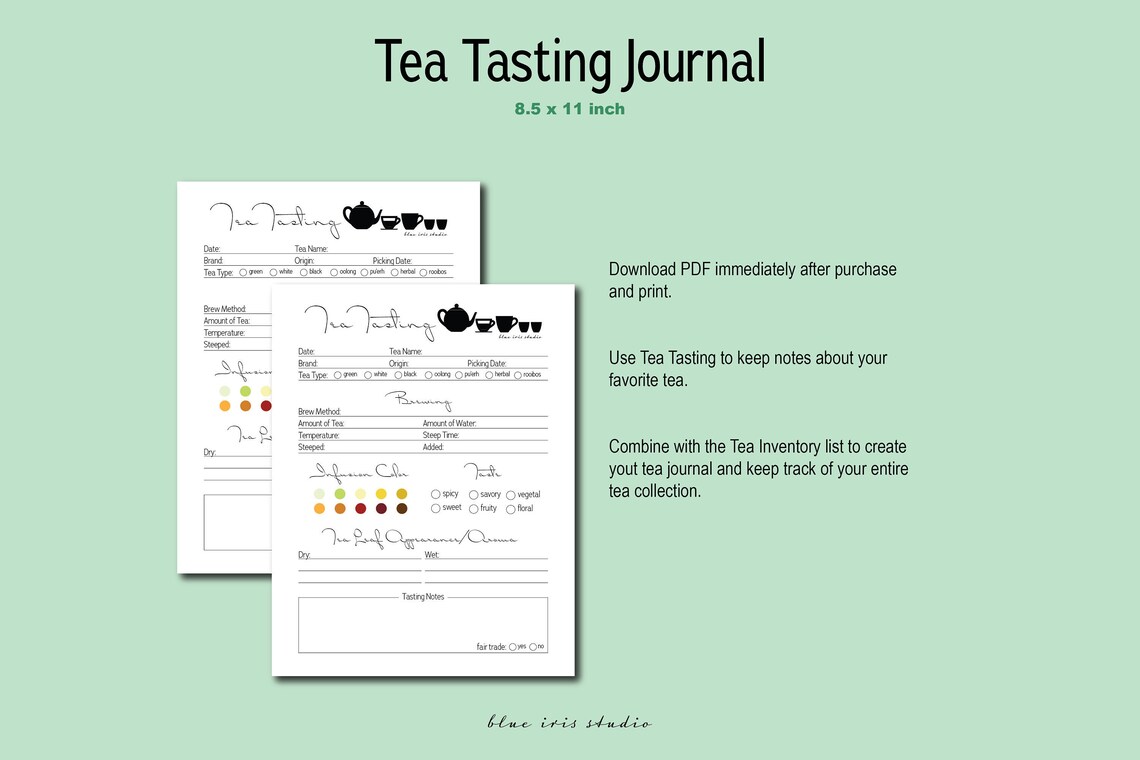 Tea Tasting Journal, Tea, Tea Tracker, Tea Journal, Digital File, Tea ...