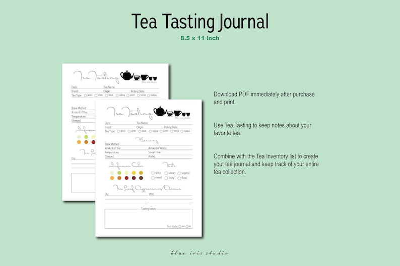 Tea Tasting Journal, Tea, Tea Tracker, Tea Journal, Digital File, Tea ...
