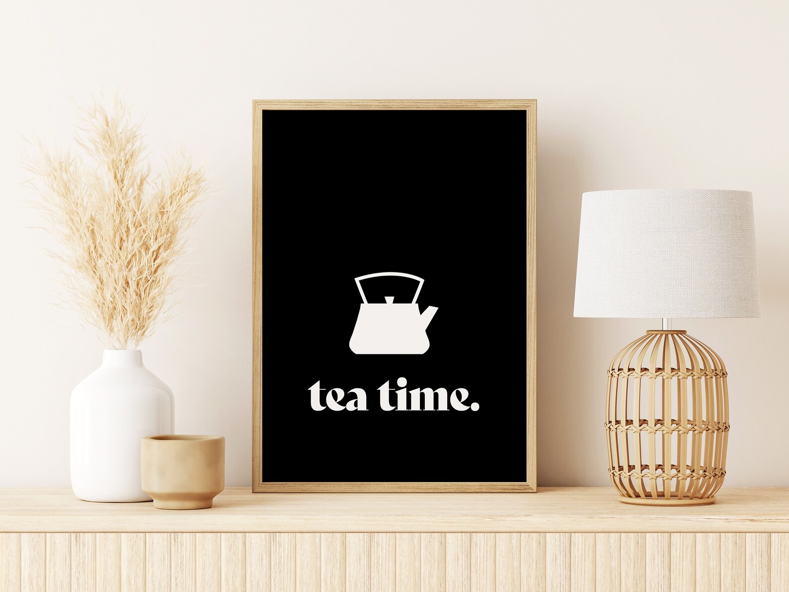 Printable Art Tea Time, Black Background Team Time Art, Tea Wall Art ...