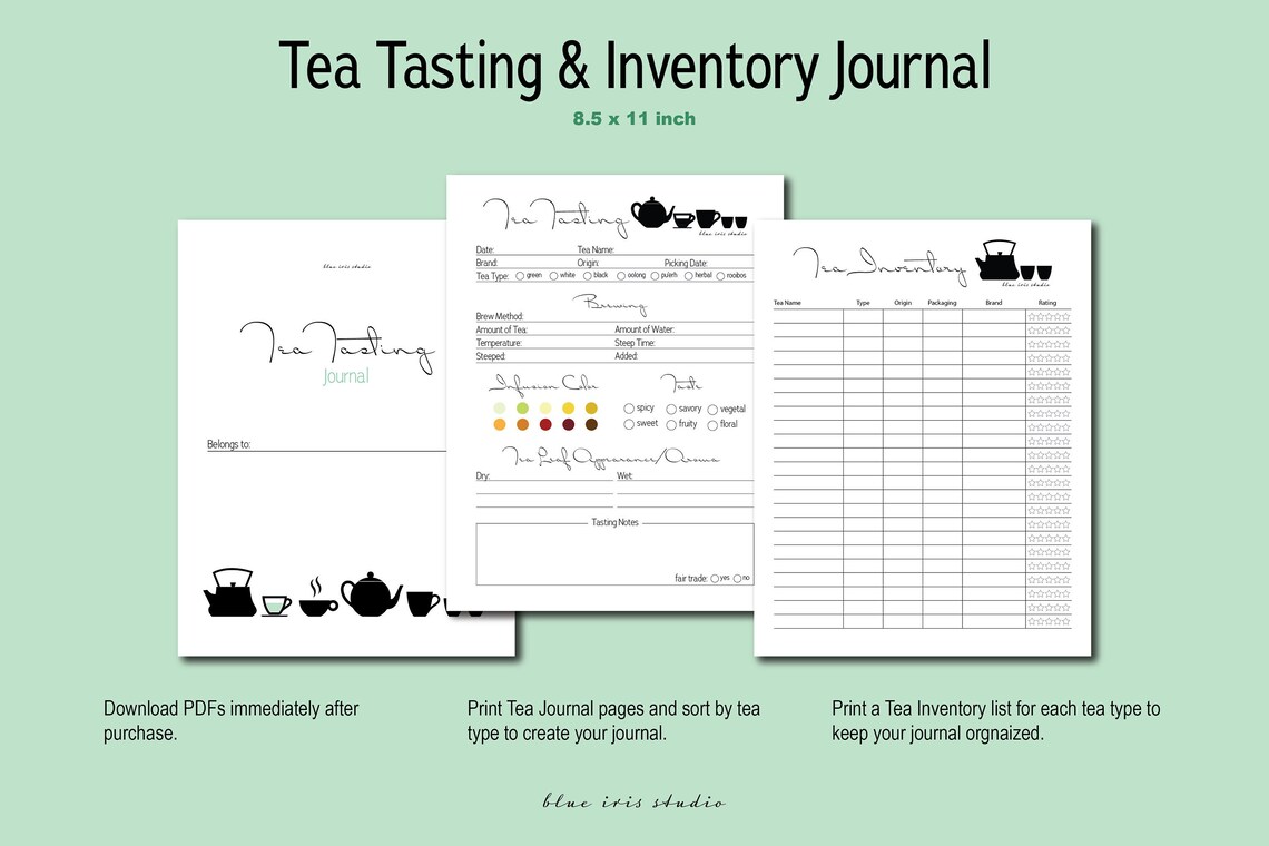 Tea Tasting Journal, Tea Inventory List, Tea Tracker, Digital File, Tea ...