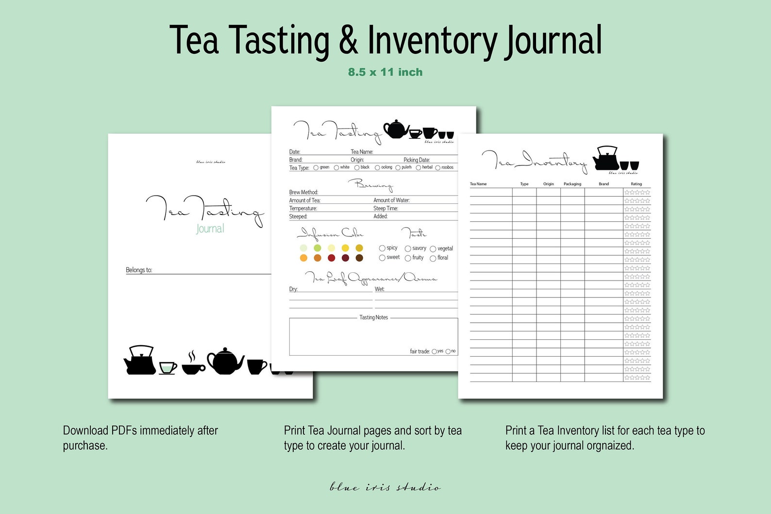 Tea Tasting Journal, Tea Inventory List, Tea Tracker, Digital File, Tea ...
