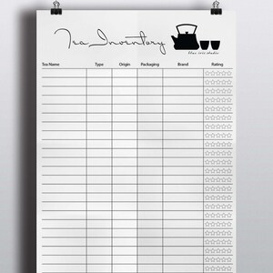 Tea Inventory Tracker, Tea Collection, Tea Inventory List, Digital File ...