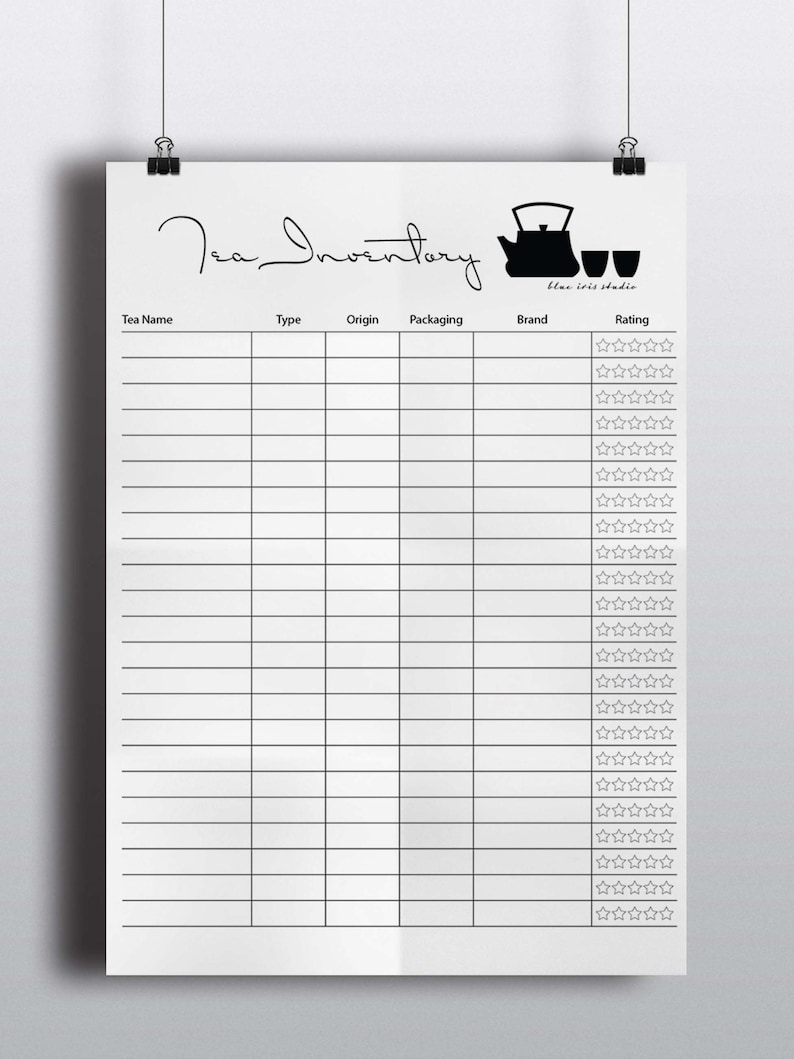 Tea Inventory Tracker, Tea Collection, Tea Inventory List, Digital File ...