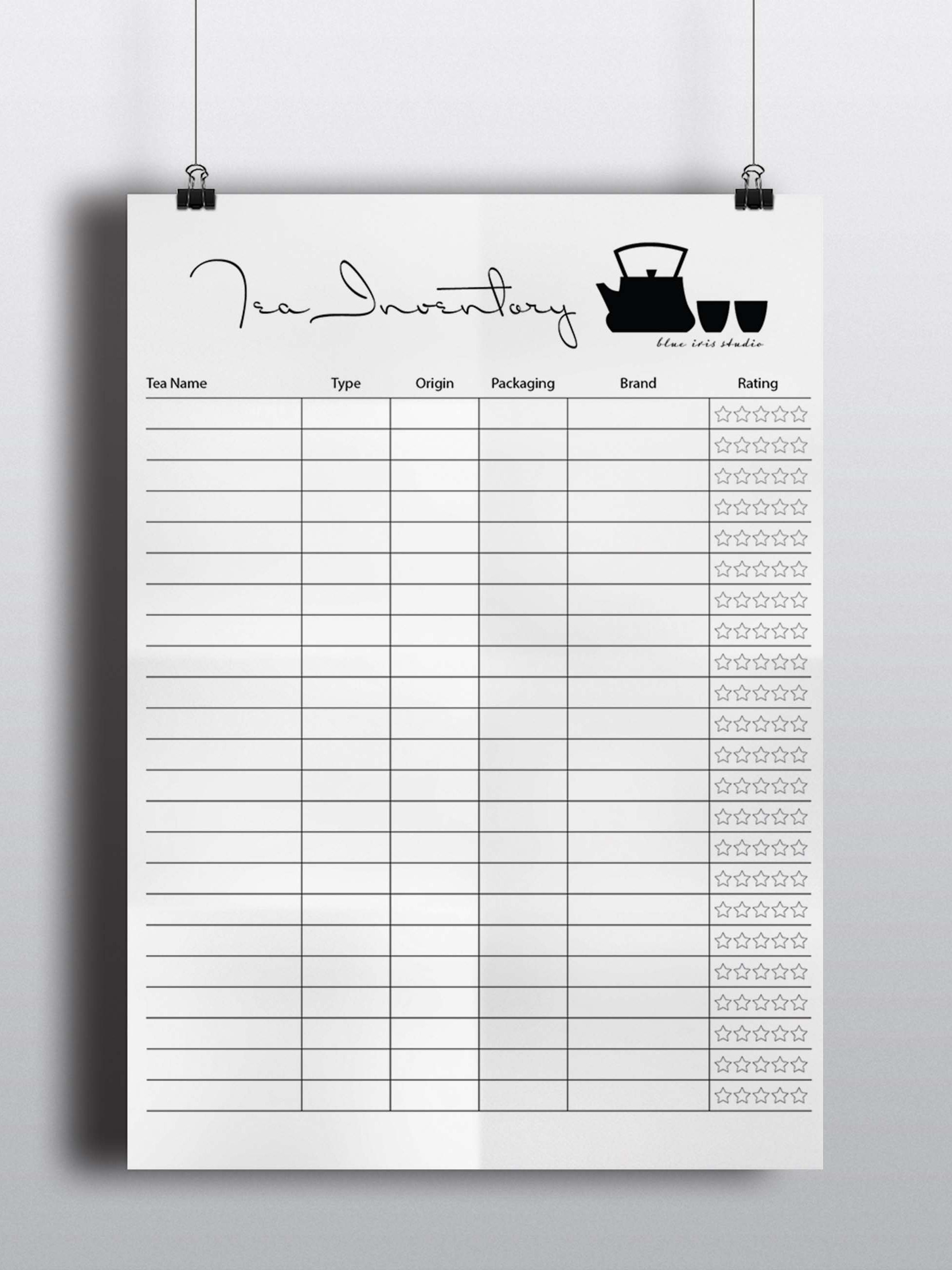Tea Inventory Tracker, Tea Collection, Tea Inventory List, Digital File ...