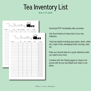 Tea Inventory Tracker, Tea Collection, Tea Inventory List, Digital File ...