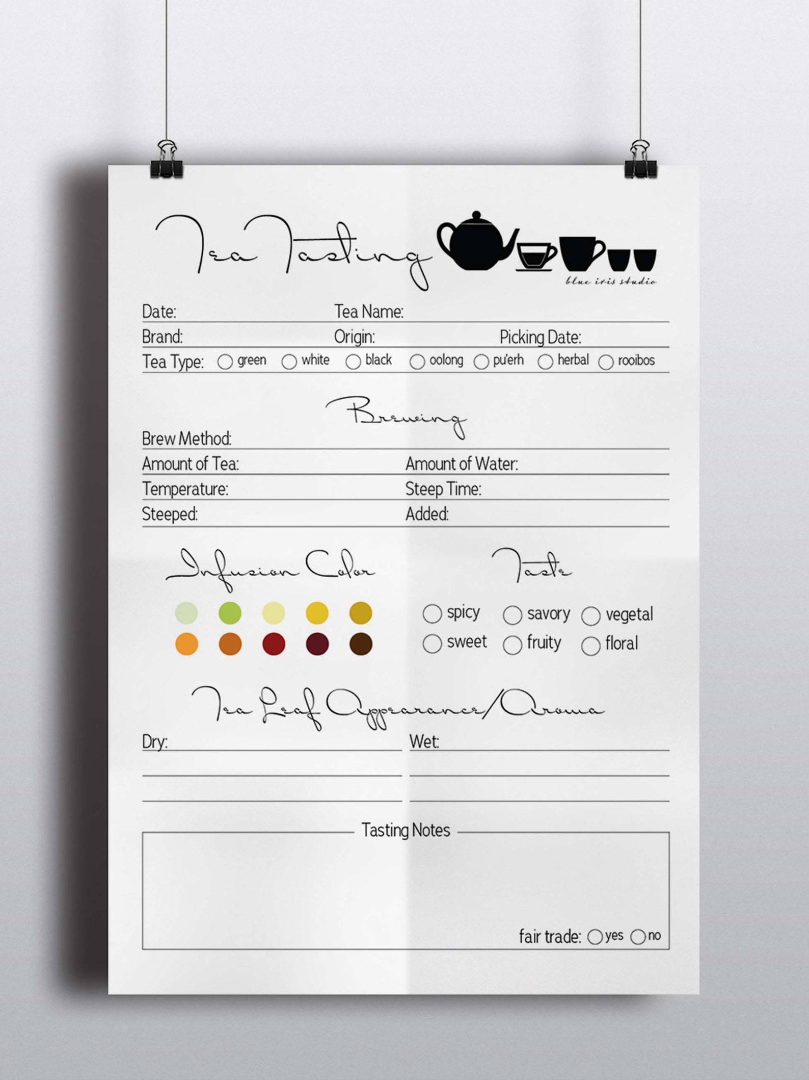 Tea Tasting Journal, Tea, Tea Tracker, Tea Journal, Digital File, Tea ...