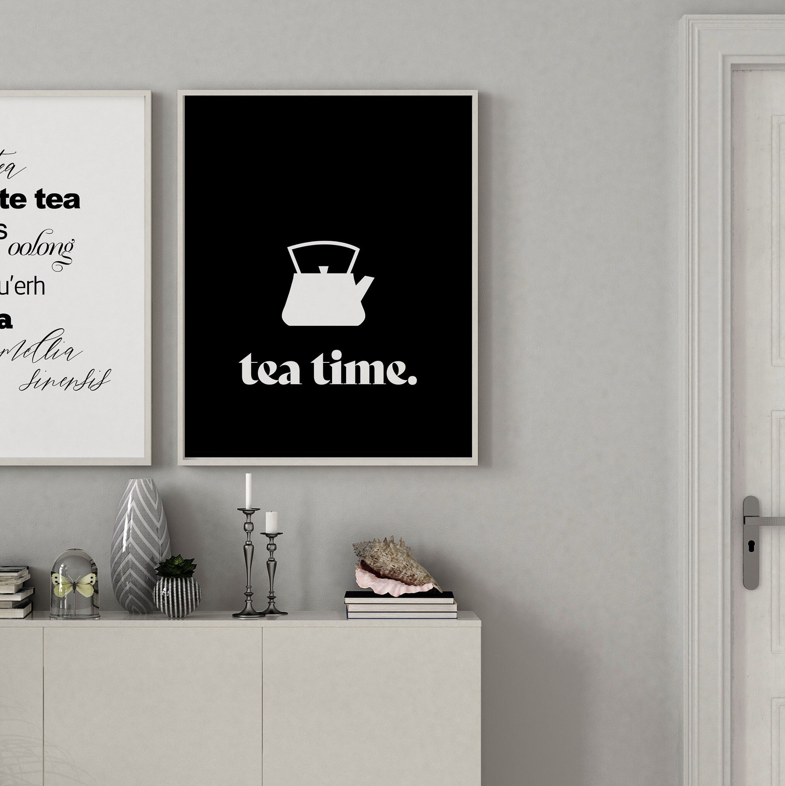 Printable Art Tea Time, Black Background Team Time Art, Tea Wall Art ...