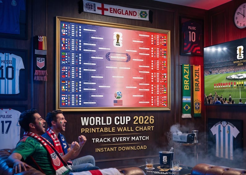 FIFA World Cup 2026 Printable Wall Chart | Tournament Tracker Bracket ...