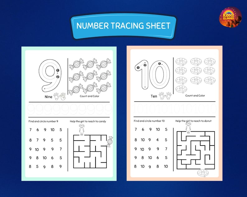 Number Tracing Worksheets 1-10 | Preschool Count & Color Activities ...