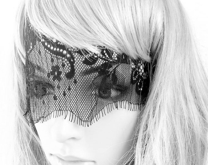 Soft Black French Lace Mysterious Veil Tulle Eye Mask Alice in - Etsy