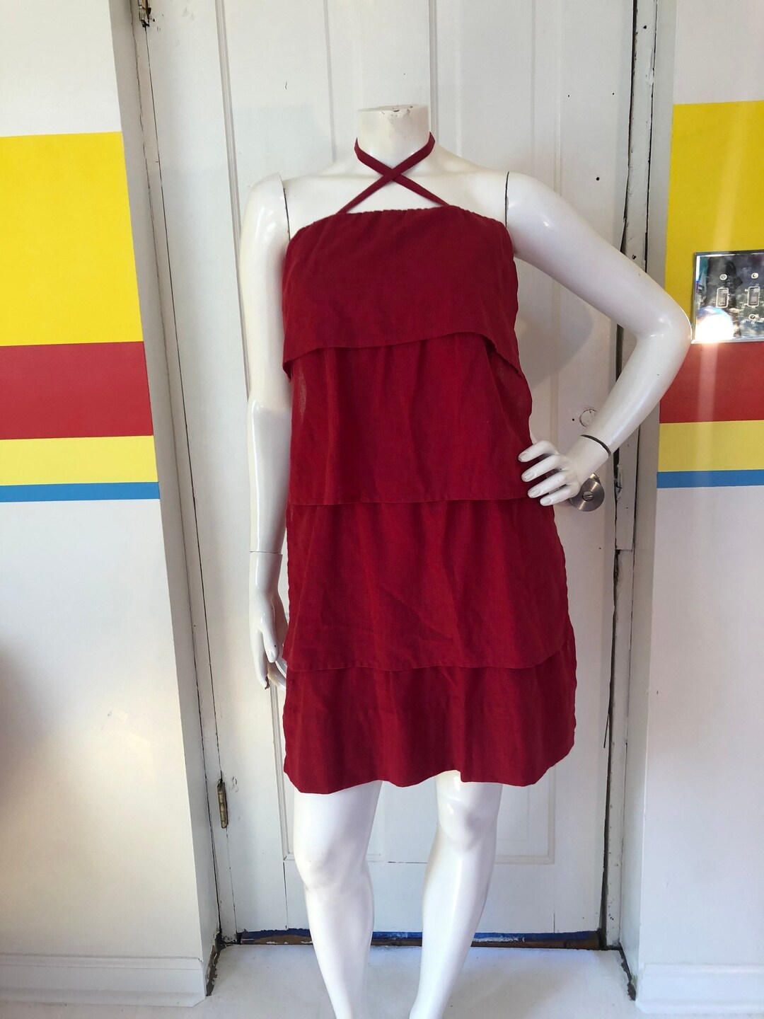 1970s 70s Vintage Sonia Rykiel Designer Linen Sundress Mini Dress ...