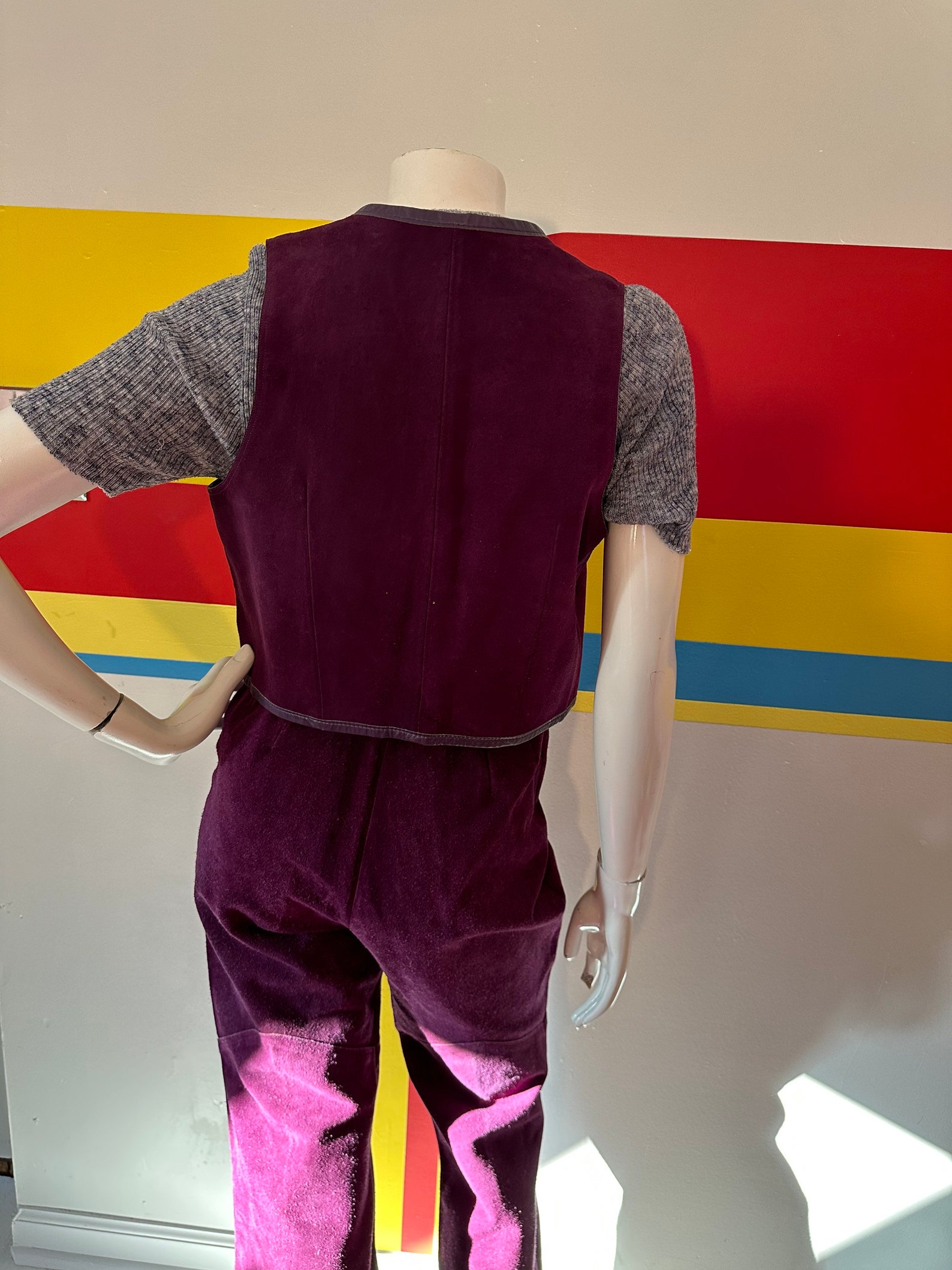 1960s Vintage Purple Suede 2 Piece Set Vest and Bell Bottoms by Battani ...