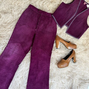 1960s Vintage Purple Suede 2 Piece Set Vest Bell Bottoms Battani Xs ...