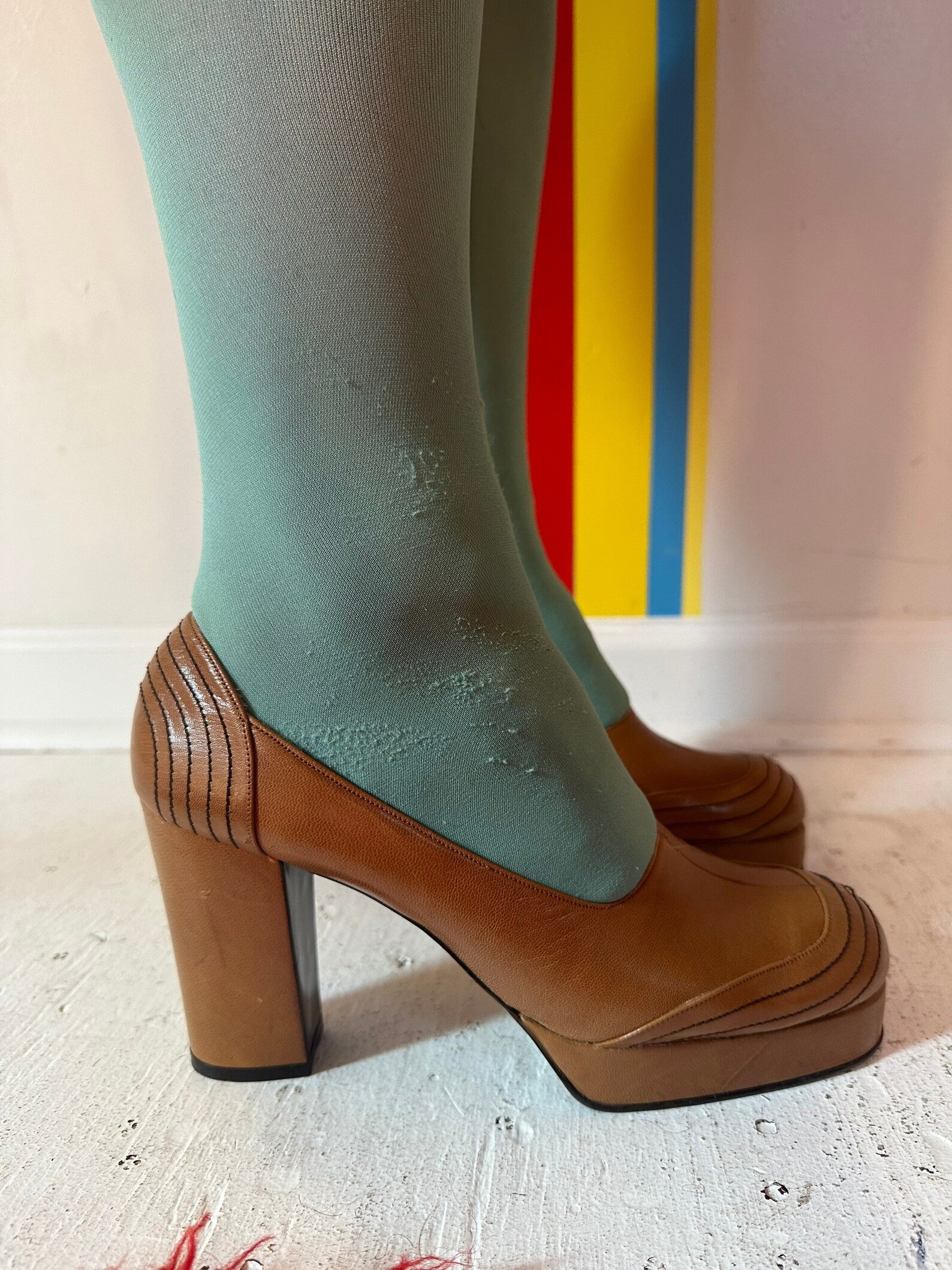 1970s Vintage Caramel Tan Platform Shoes Sz 9 Leather Disco Party by ...