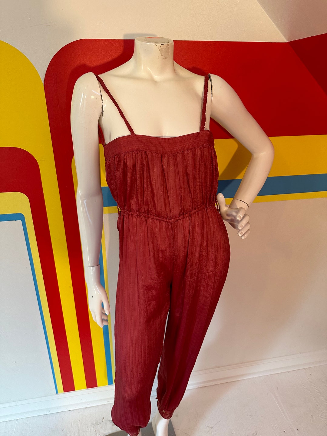 1970s Vintage Raspberry Pink Harem Jumpsuit Sz Xs - Etsy