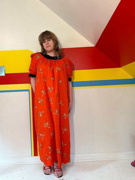 1960s 60s vintage red hawaiian dress mumu sz M by Hoa… - Gem