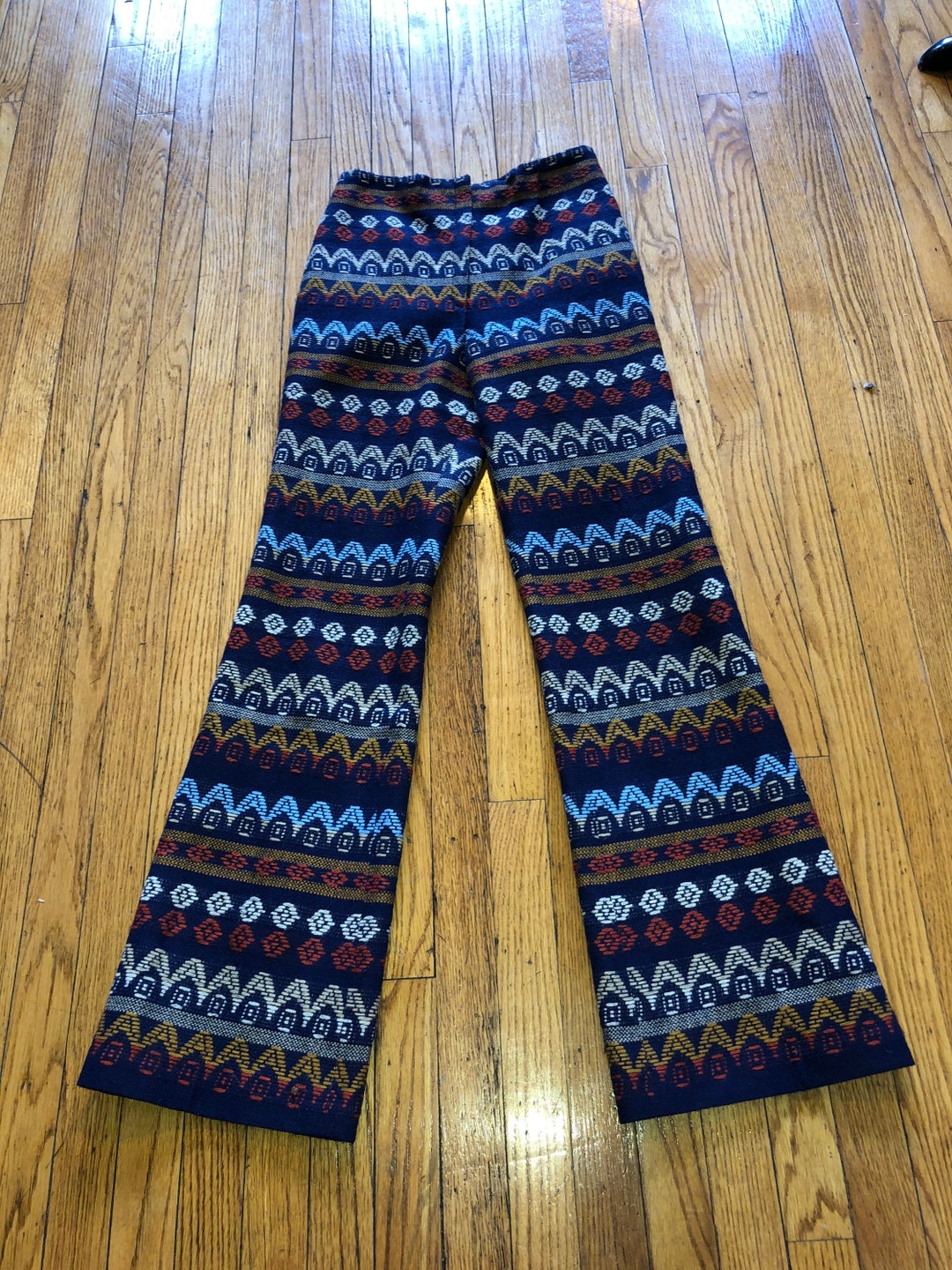 1960s 60s 1970s 70s Vintage Embroidered Hippie Pants Trousers Bell ...