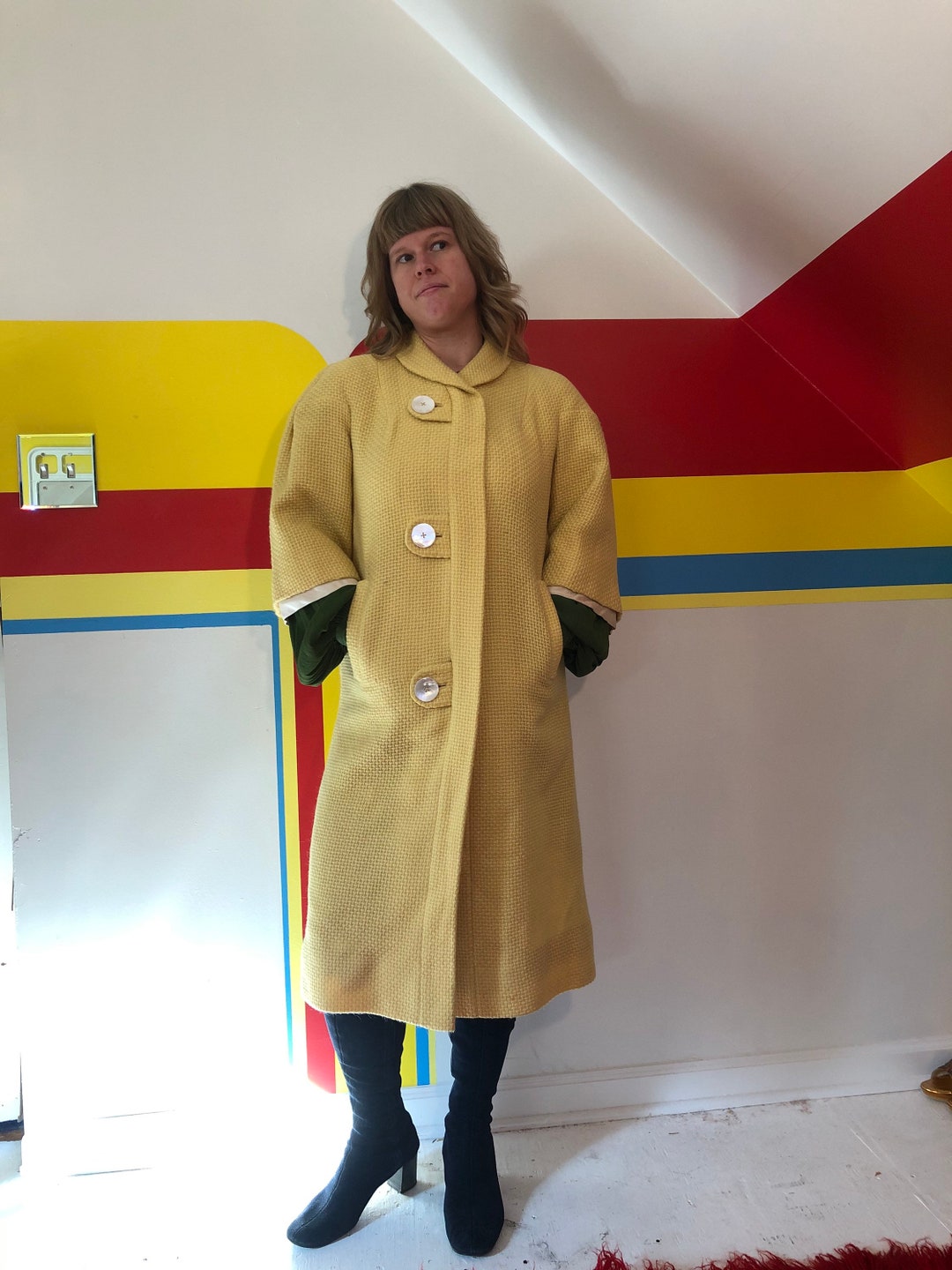 1960s Vintage Forstmann Wool Yellow Car Coat Sz M - Etsy