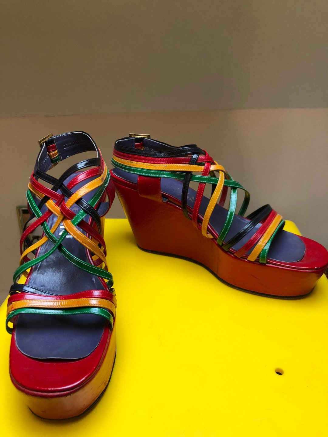 1970s Vintage Rainbow Platform Wedges Sandals by Shoe Biz - Etsy