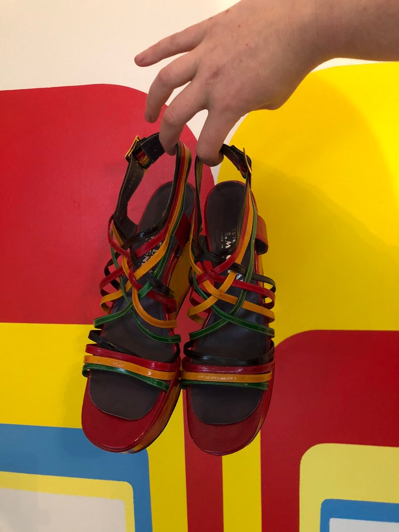 1970s Vintage Rainbow Platform Wedges Sandals by Shoe Biz - Etsy