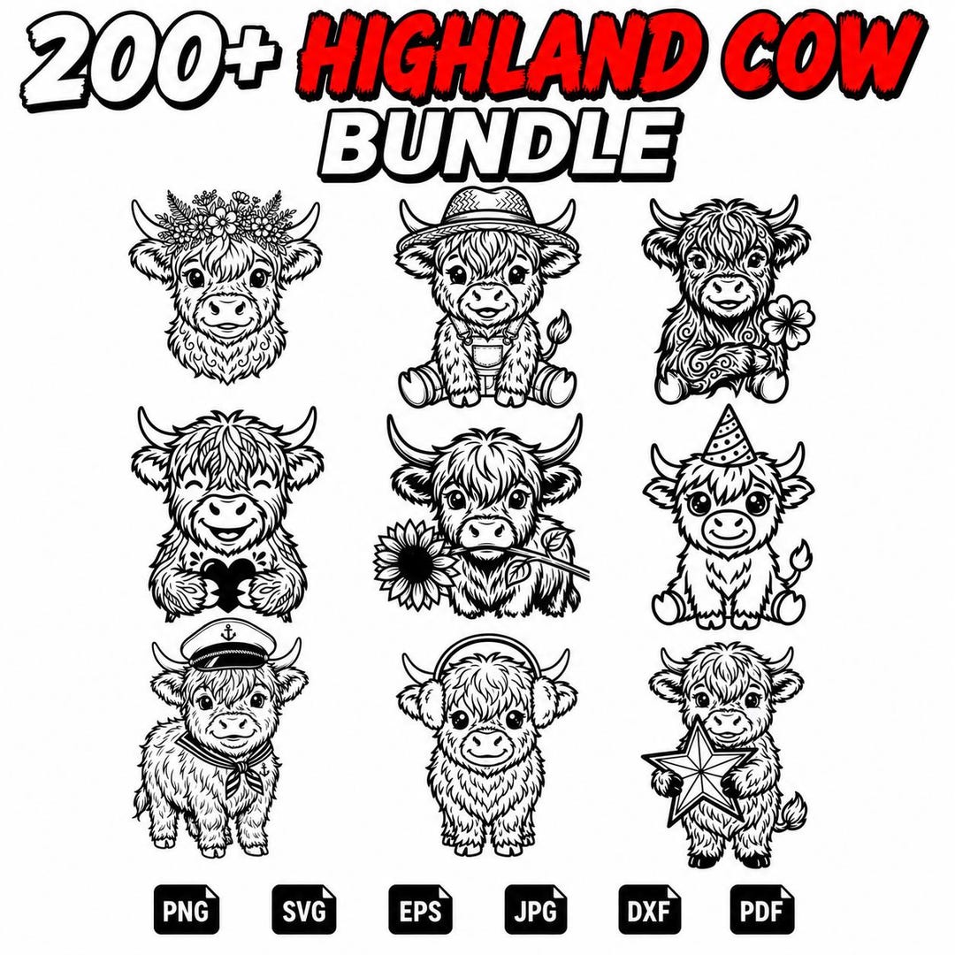 Highland Cow SVG Bundle, 200+ Baby Cow Cut Files for Cricut ...