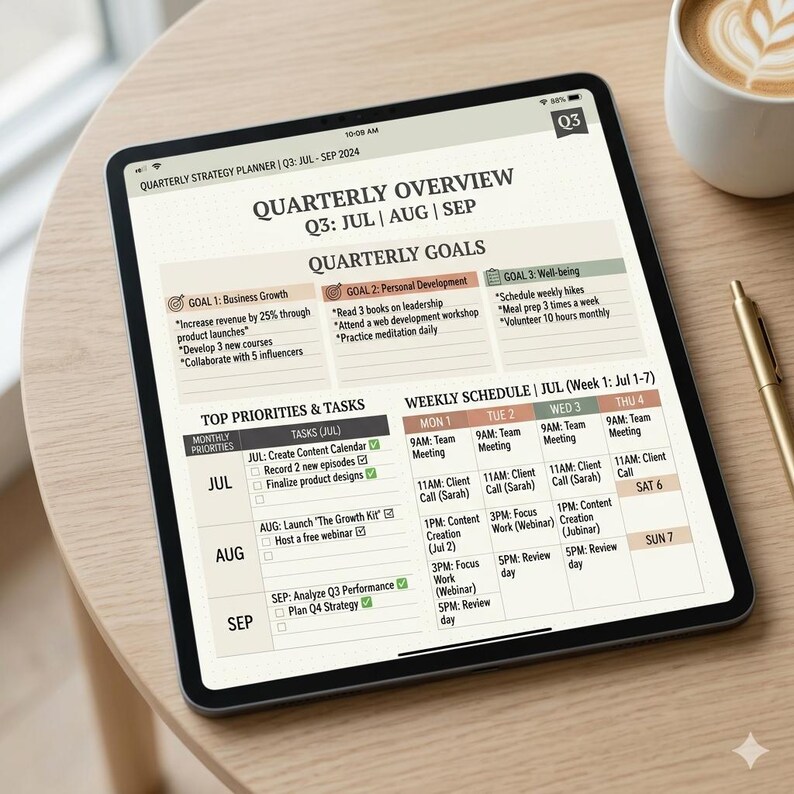 Quarterly Planner Templates Bundle | Goal Setting, Productivity ...