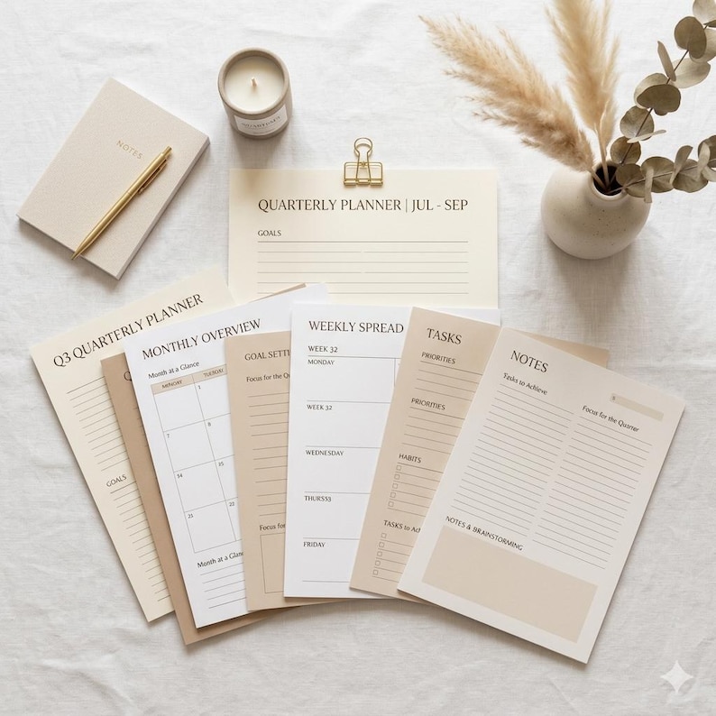 Quarterly Planner Templates Bundle | Goal Setting, Productivity ...