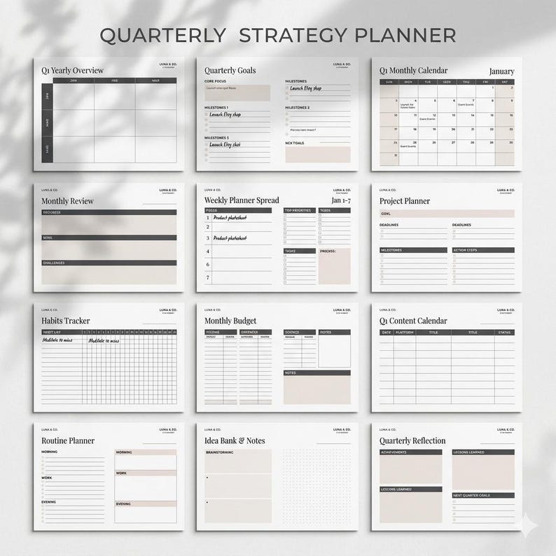 Quarterly Planner Templates Bundle | Goal Setting, Productivity ...