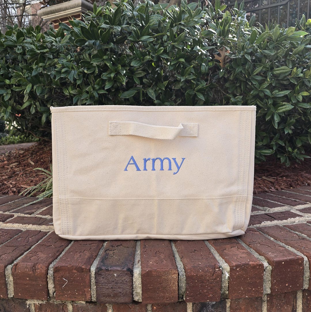 Monogrammed Canvas Storage Bin, Personalized Canvas Tub, Personalized ...