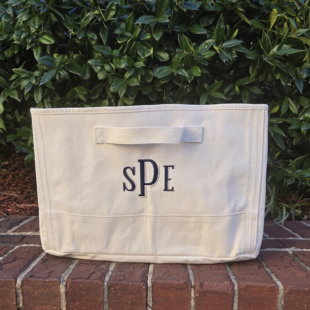 Monogrammed Canvas Storage Bin, Personalized Canvas Tub, Personalized ...