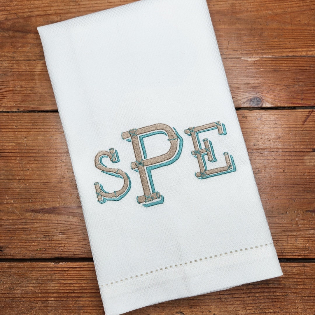 Bamboo Monogrammed Linen Hand Guest Towel, Huck Towel, Hemstitch Huck ...