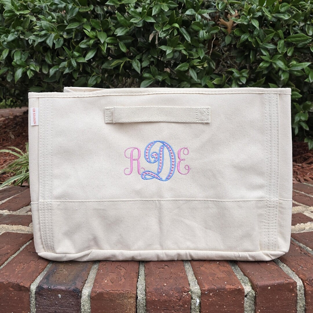 Monogrammed Canvas Storage Bin, Personalized Canvas Tub, Personalized ...